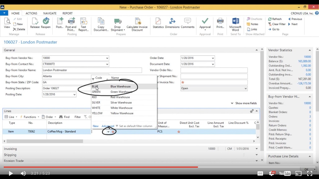 Create a Purchase Order in Microsoft Dynamics NAV 2015