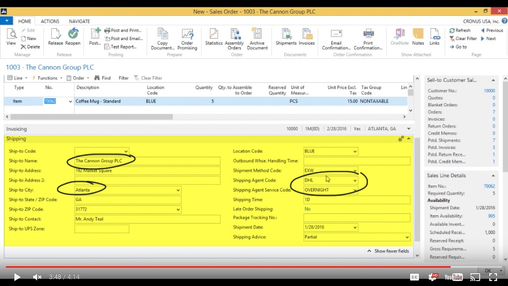 How to create a sales order in Microsoft Dynamics NAV 2015