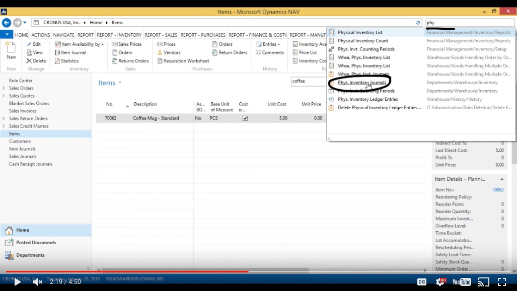 Physical Inventory Count in Microsoft Dynamics NAV 2015
