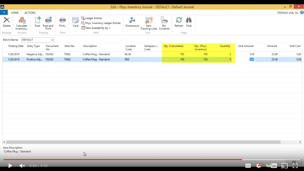 Physical Inventory Count in Microsoft Dynamics NAV 2015