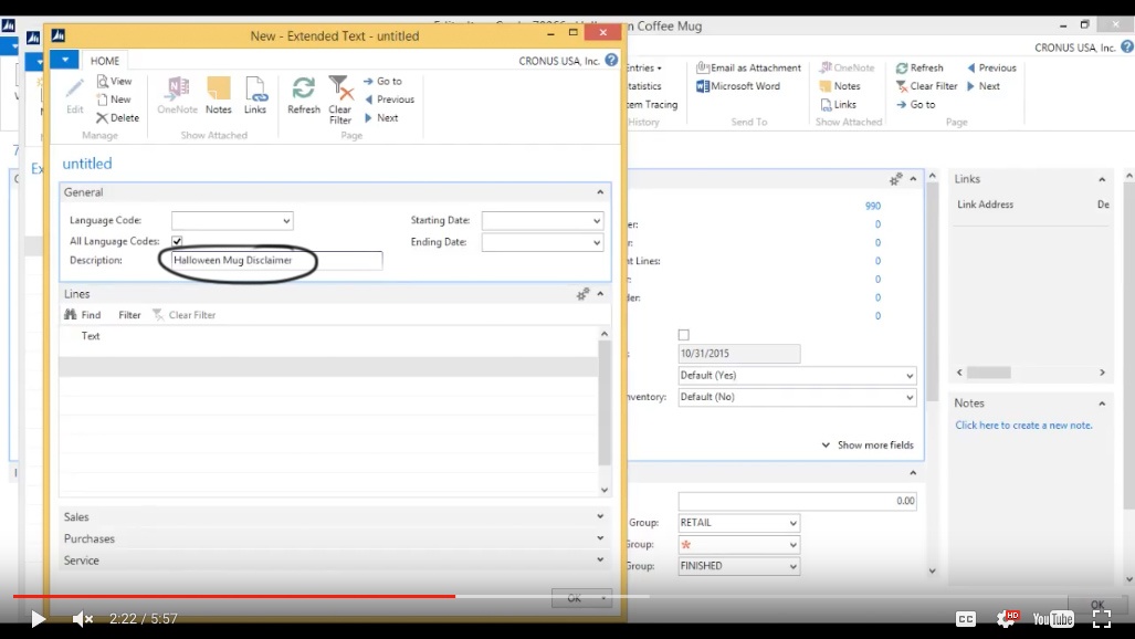 Extended Text in Microsoft Dynamics NAV 2015