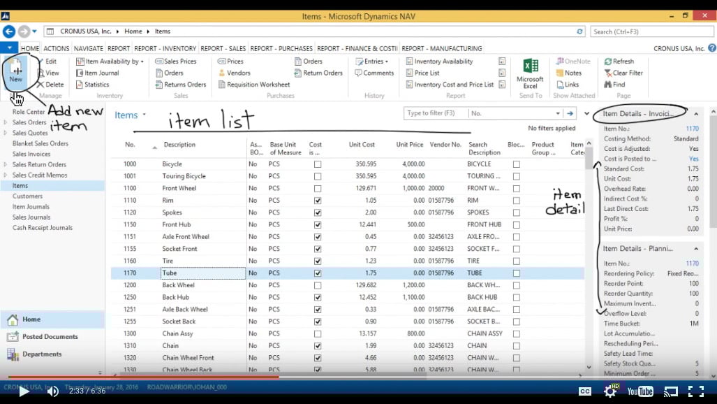 Create an Item in Microsoft Dynamics NAV 2015