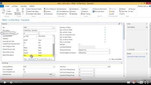 Create an Item in Microsoft Dynamics NAV 2015