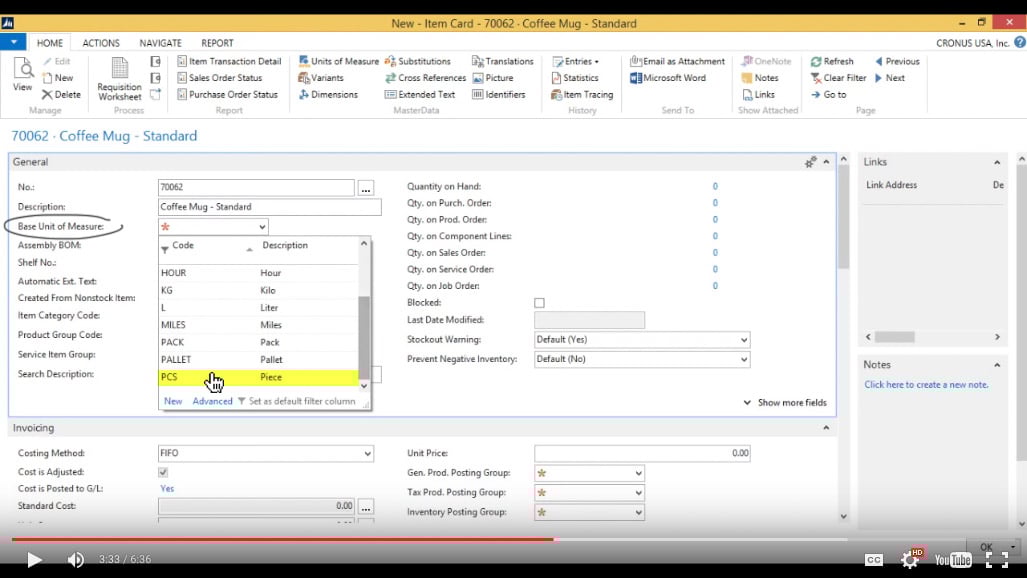 Create an Item in Microsoft Dynamics NAV 2015